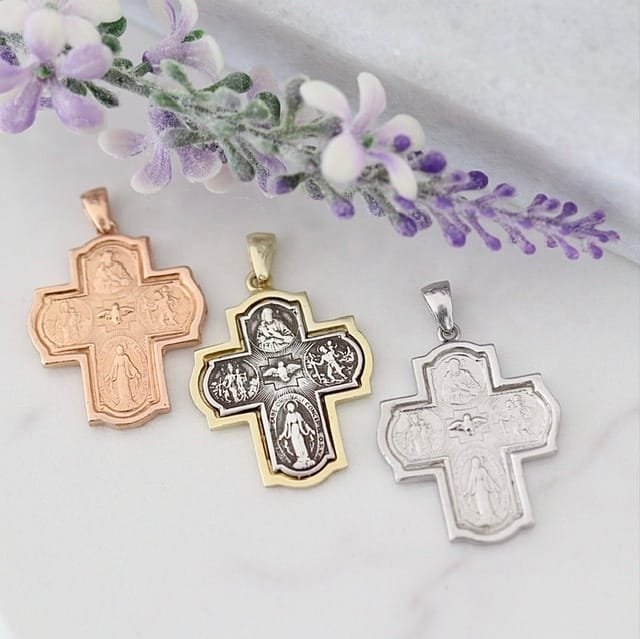"Scapular Four-Way Cross in Antique Sterling Silver" - Medjugorje Jewelry