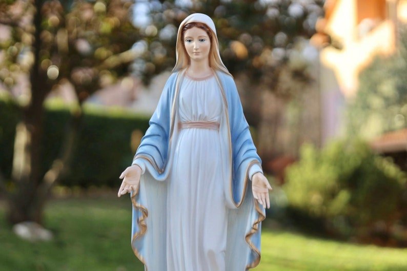 "Our Lady of Grace 50 cm Marble Powder Statue – Hand-Painted in ...