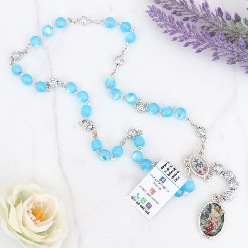 "Handmade Saint Michael Rosary – Angelic Rosary with Acrylic Beads ...